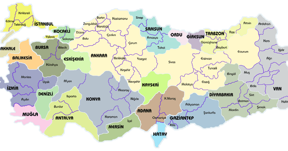 Map of Turkey's provinces ~ Turkey Physical Political Maps of the City