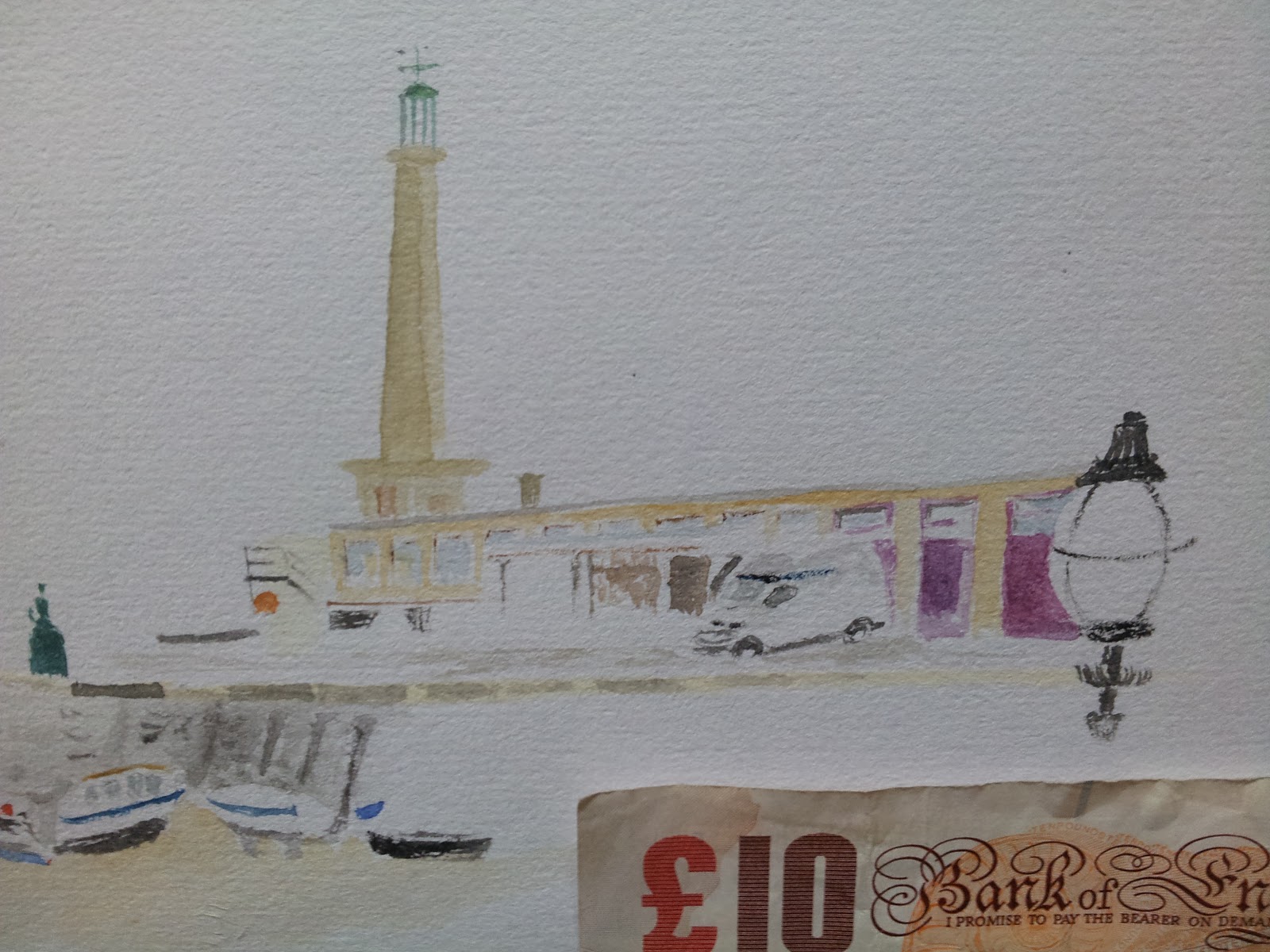 thanetonline: New watercolour of Margate Pier and Lighthouse