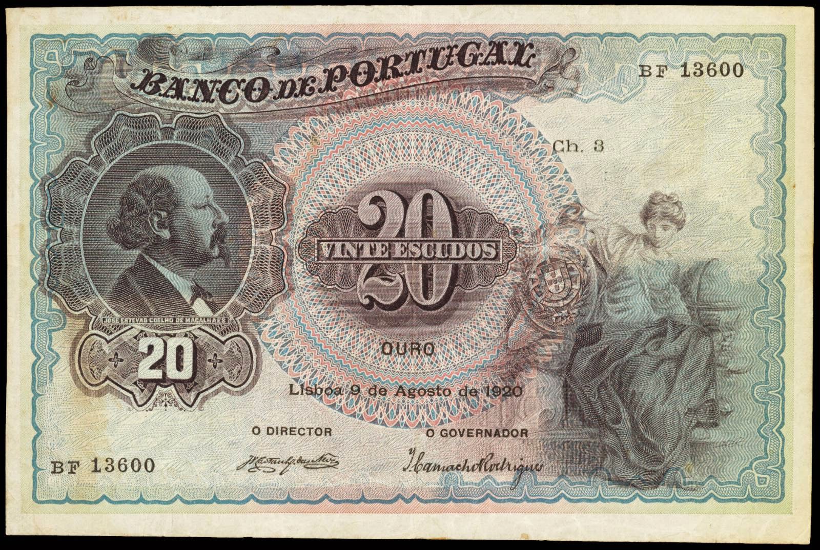 Portugal 20 Escudos banknote 1920|World Banknotes & Coins Pictures ...
