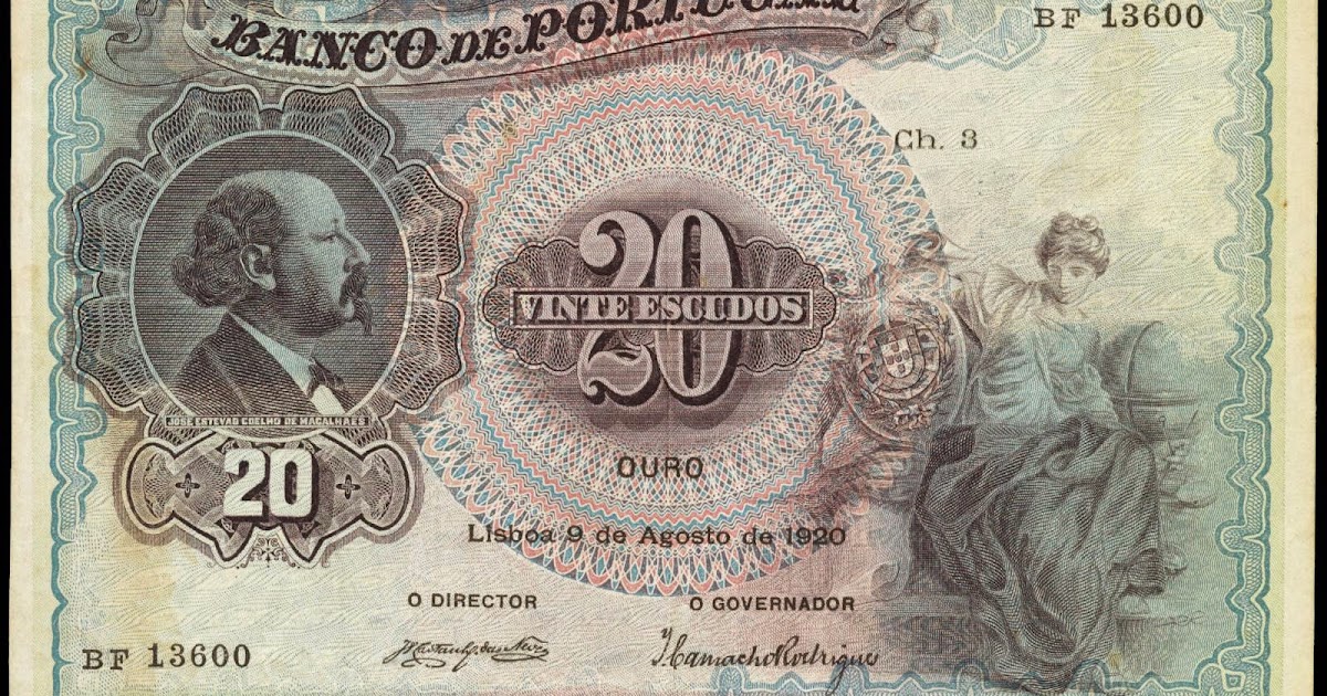 Portugal 20 Escudos banknote 1920|World Banknotes & Coins Pictures ...