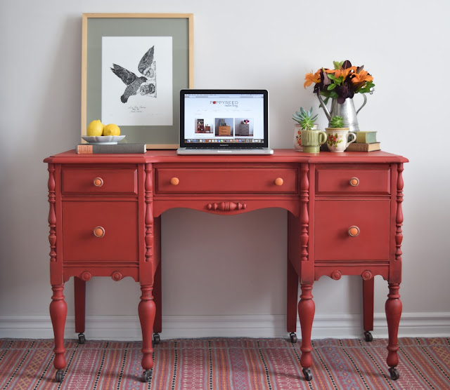 Poppyseed Creative Living: Red Desk/Vanity Painted with Annie Sloan ...