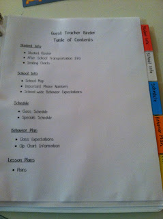 Team J's Second Grade Fun: Guest Teacher Binder