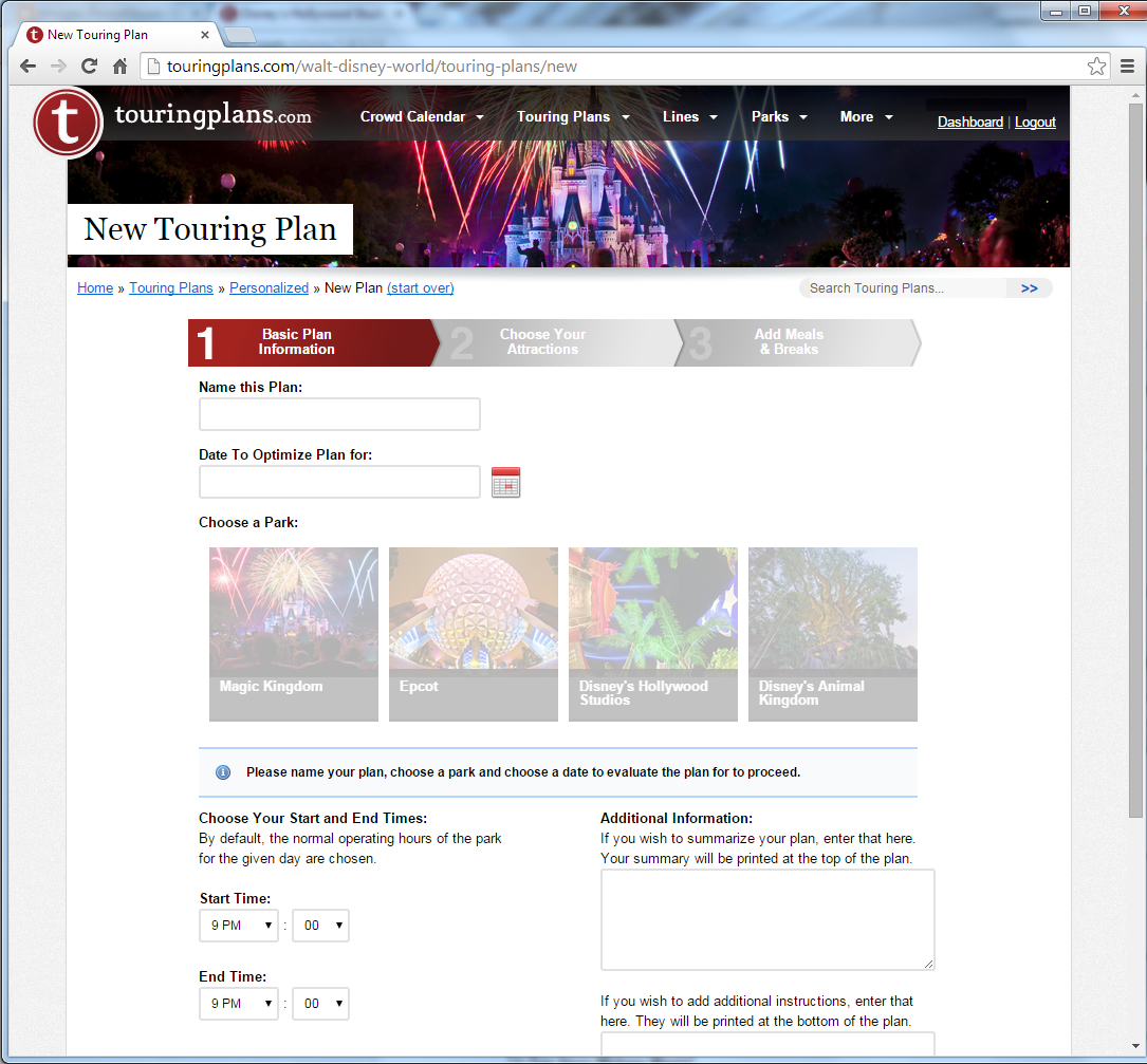 PinnieMouse: Touring Plans