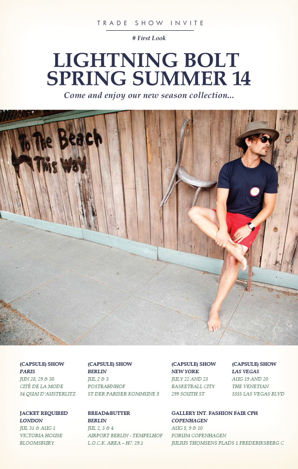 Lightning Bolt Europe: Lightning Bolt Trade Shows Invite