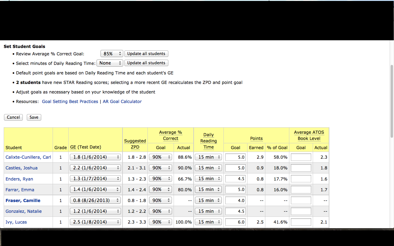 Wild About Reading: Setting AR Goals