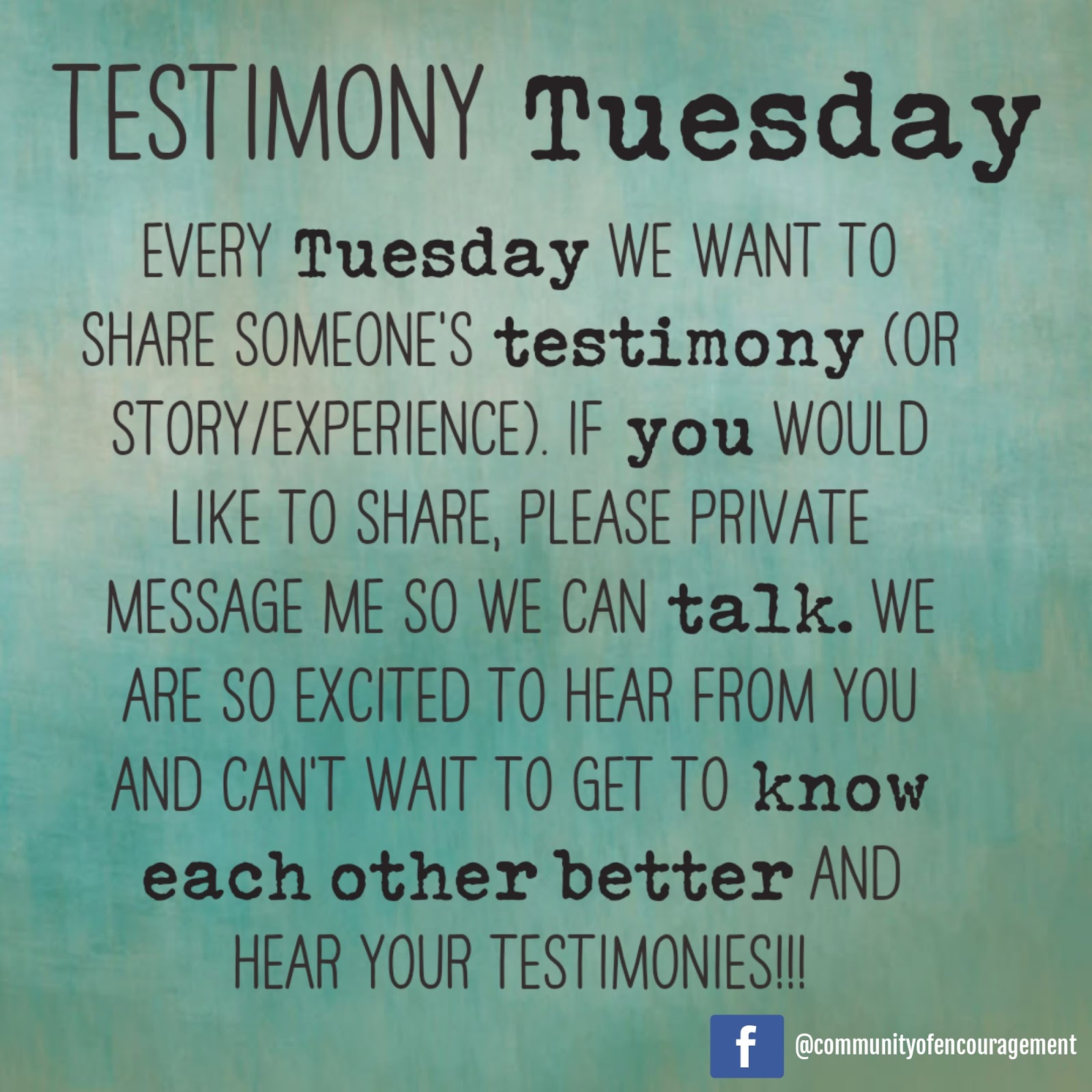 Testimony Tuesday- Joyce Heatherington