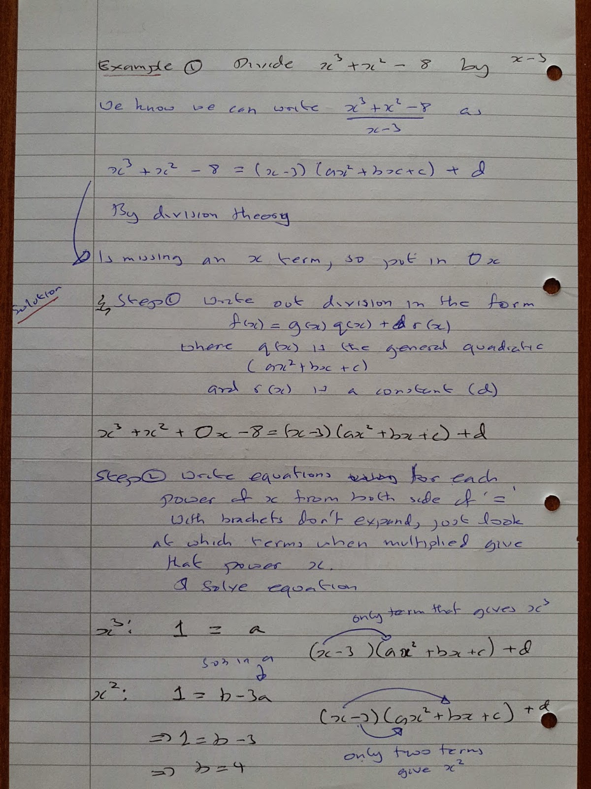 A Level Maths Notes: AS Polynomials:Dividing polynomials - Comparing ...