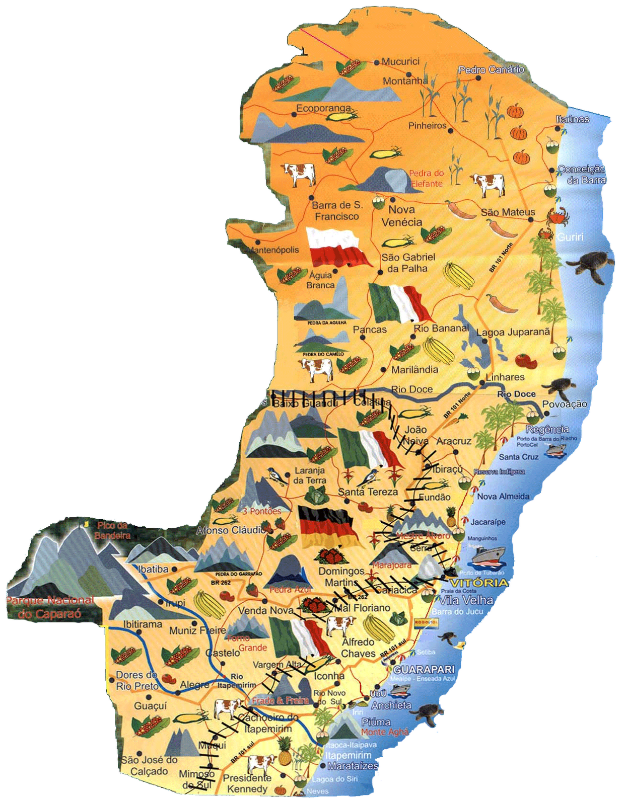 Mapa Turístico do Estado do Espírito Santo - Doc Sports™