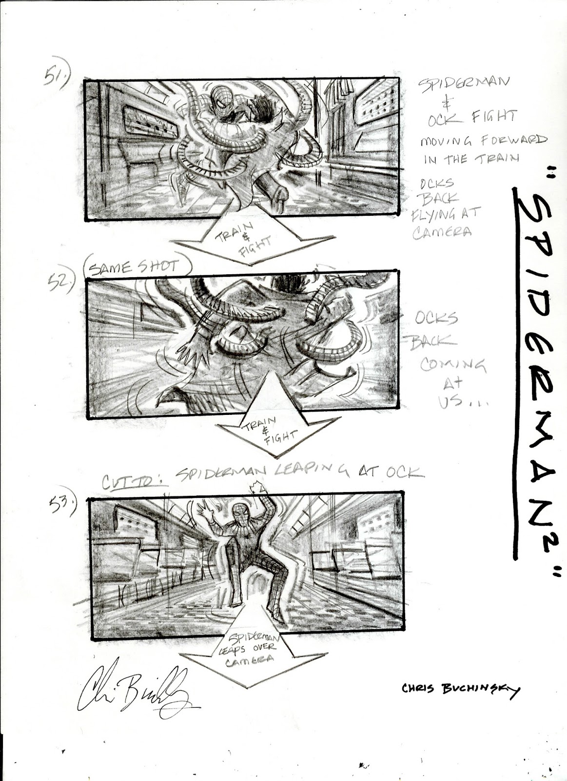 SPIDER-MAN 2 Subway Train Attack Storyboards by Chris Buchinsky « Film ...