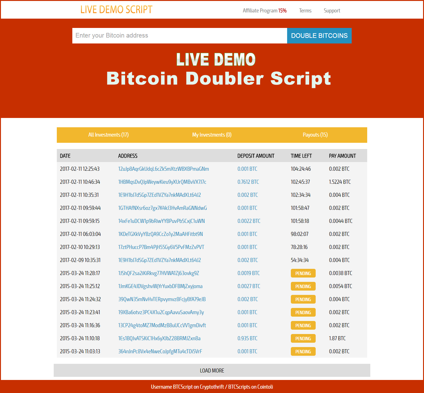 Bitcoin Doubler Script ~ Crypthyip