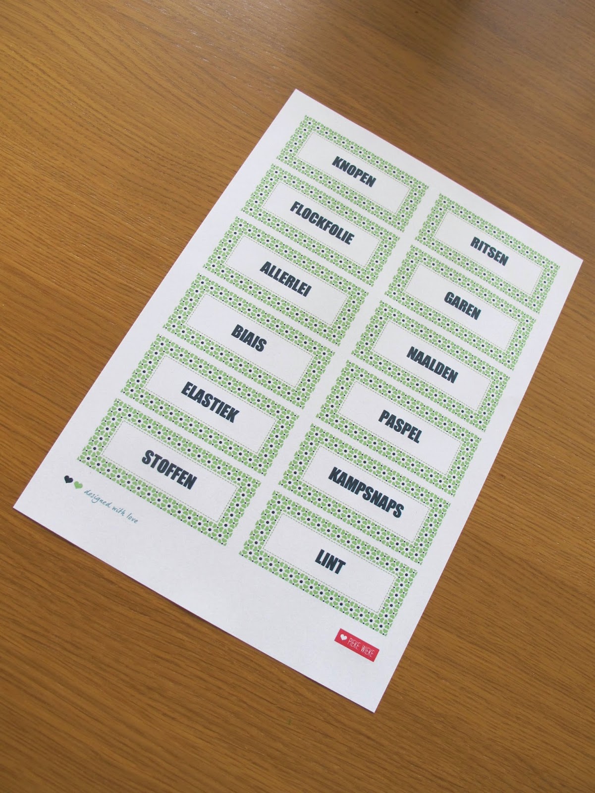 Pieke Wieke: Maak het zelf: aanpasbare labels