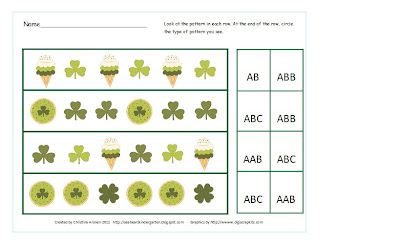 Classroom Freebies Too: Free St. Patrick's Day Pattern Identification Sheet