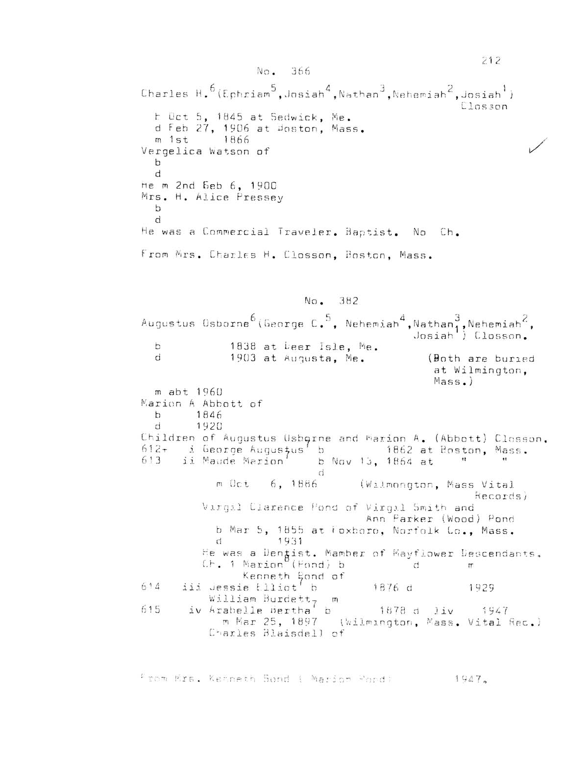 The Josiah Closson Family of New England by William G. Closson: Section ...