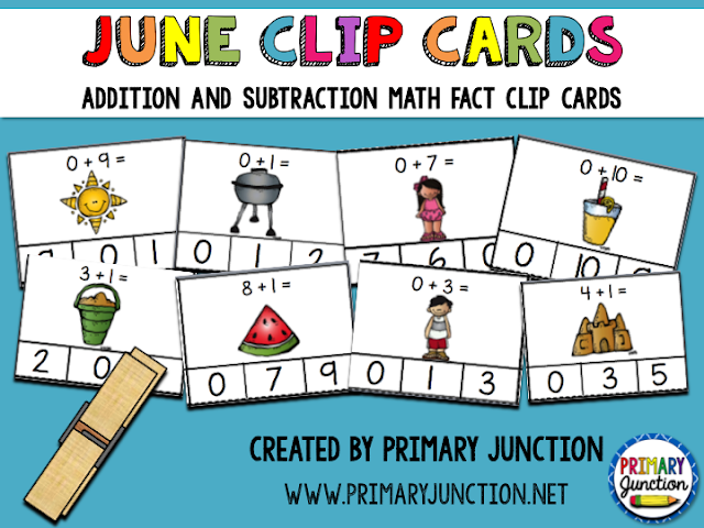 Math Fact Clip Cards: Addition and Subtraction to 10 | Primary Junction
