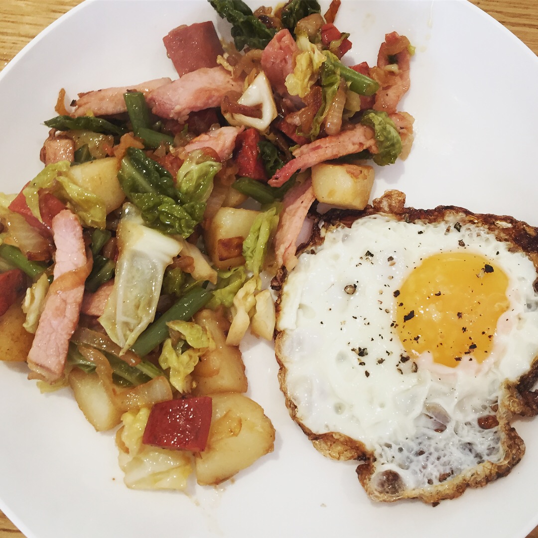 Chorizo and Cabbage Hash