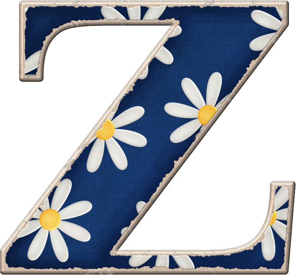 Abecedario Azul con Margaritas Blancas. Blue Alphabet with White ...