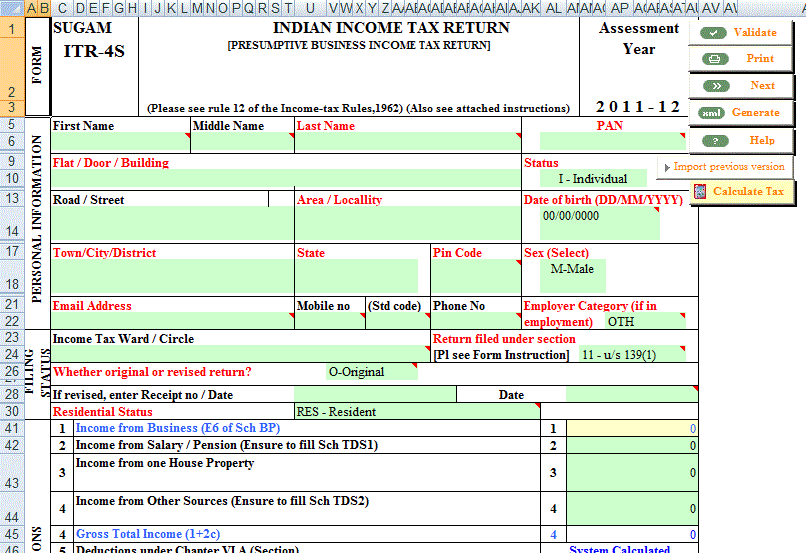 King: ITR-4 and ITR-4S (SUGAM) RPU