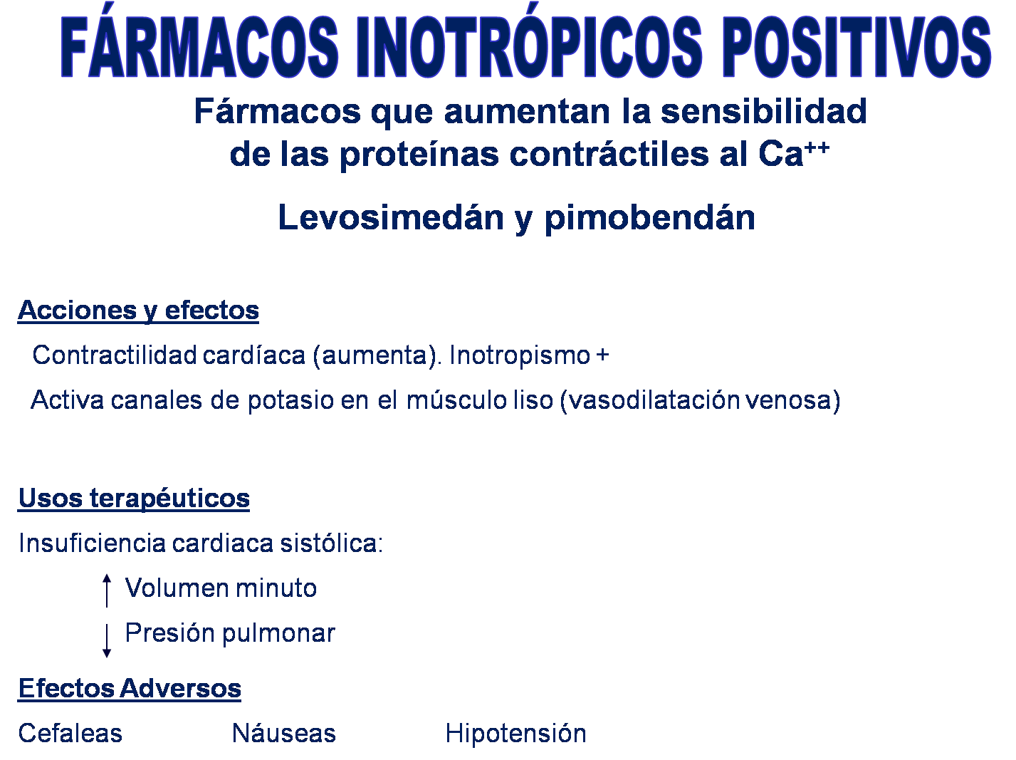 Farmacología: Fármacos Inotrópicos Positivos