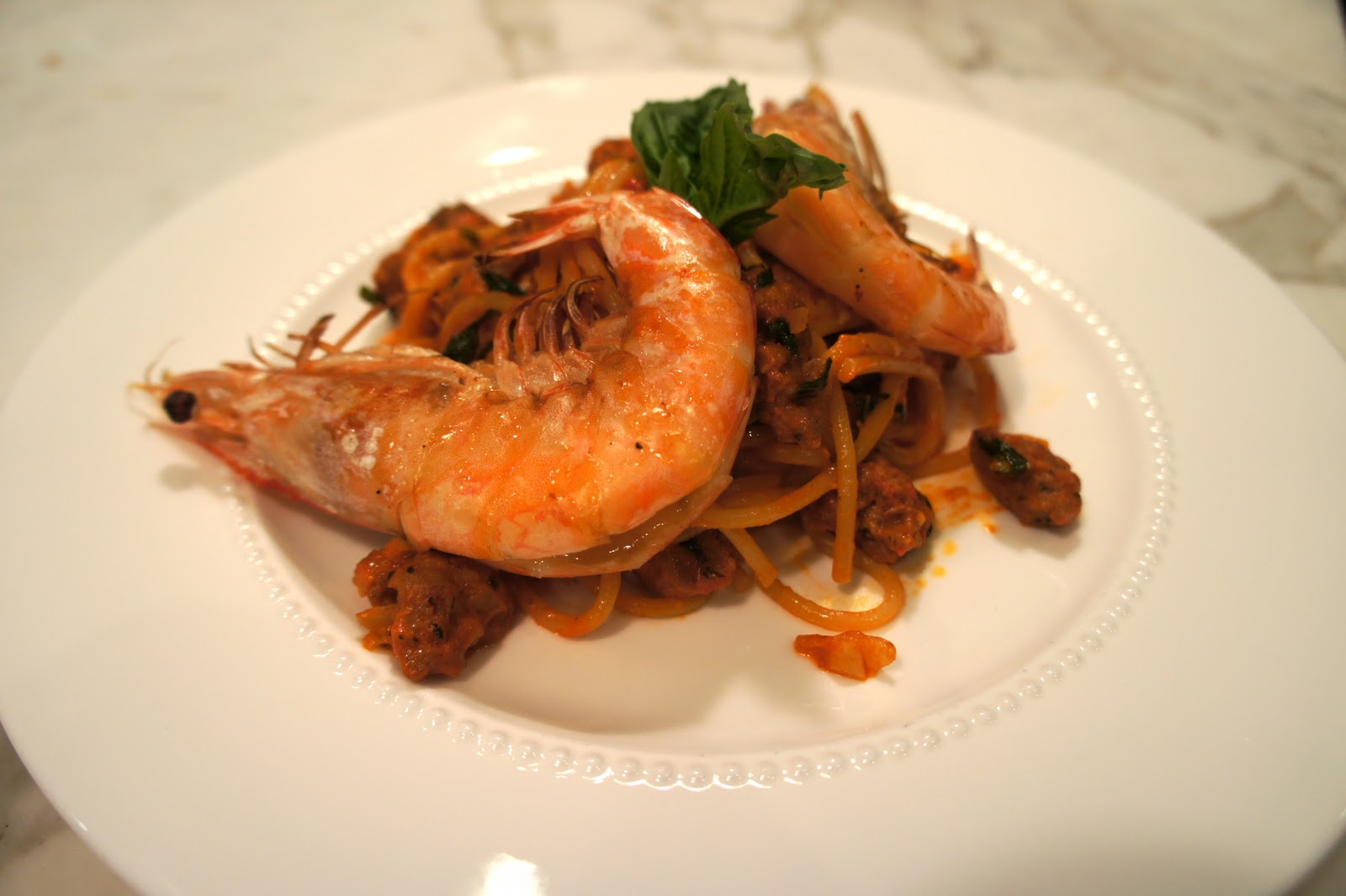 Spaghetti, Fire Roasted Tomato Sauce, Mario's Italian Sausage and ...