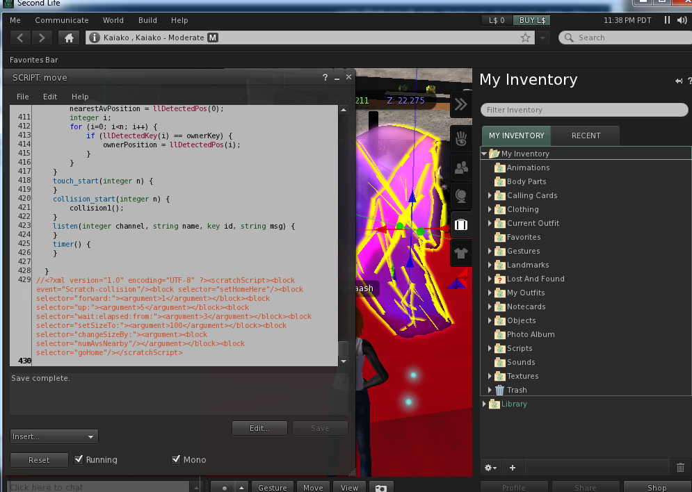 Life and Second Life: Script