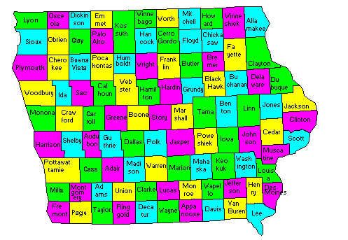 Iowa County Map Area | County Map Regional City