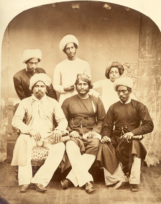 Studio portrait of a group of Muslim men, Bombay ~ Ancient photos of India