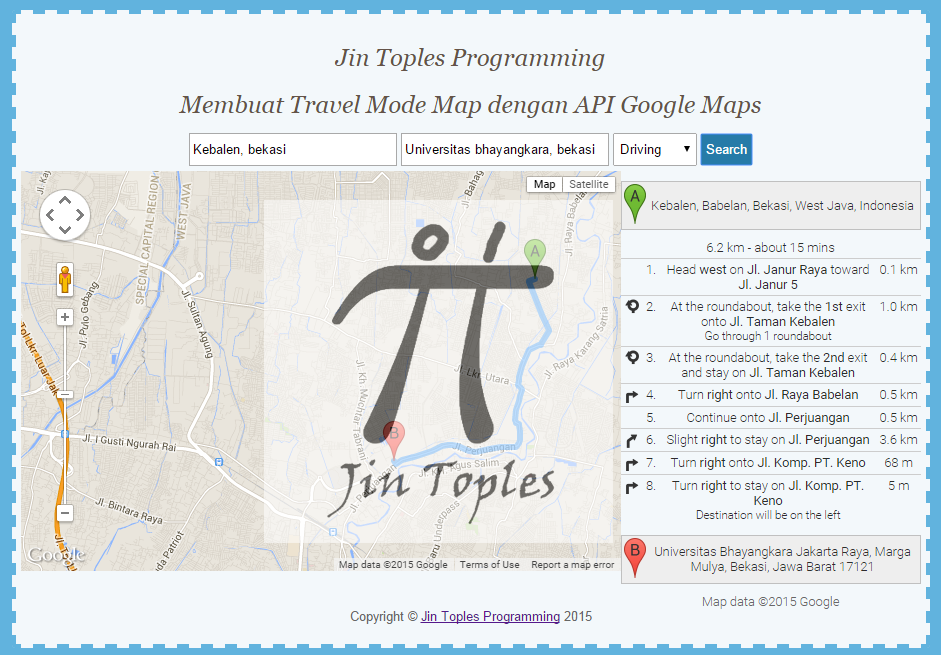 Cara Membuat Travel Mode Map Dengan API Google Maps ~ Be Programer