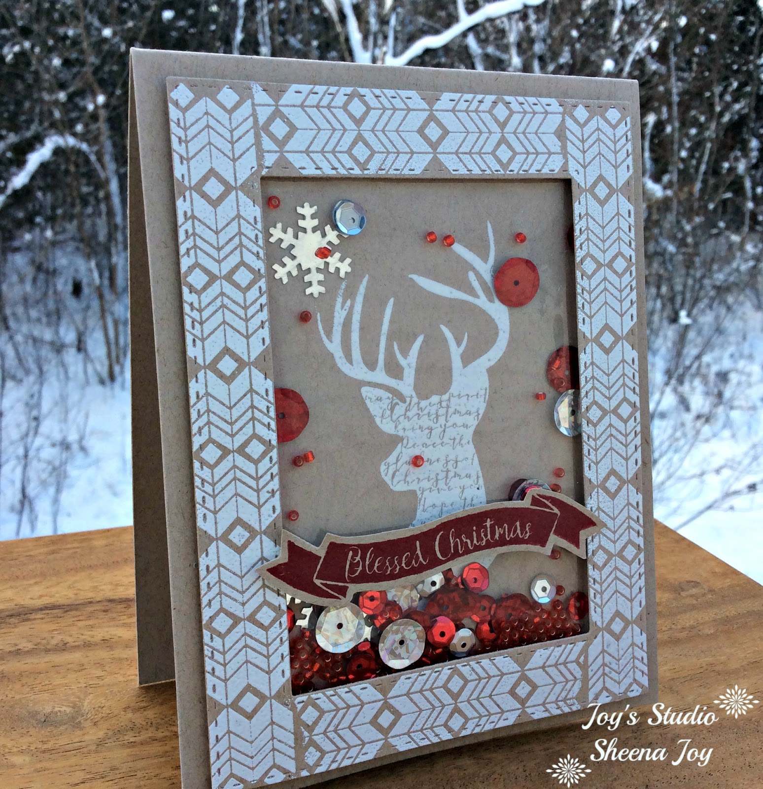 Joy's Studio: Blessed Christmas Shaker Card