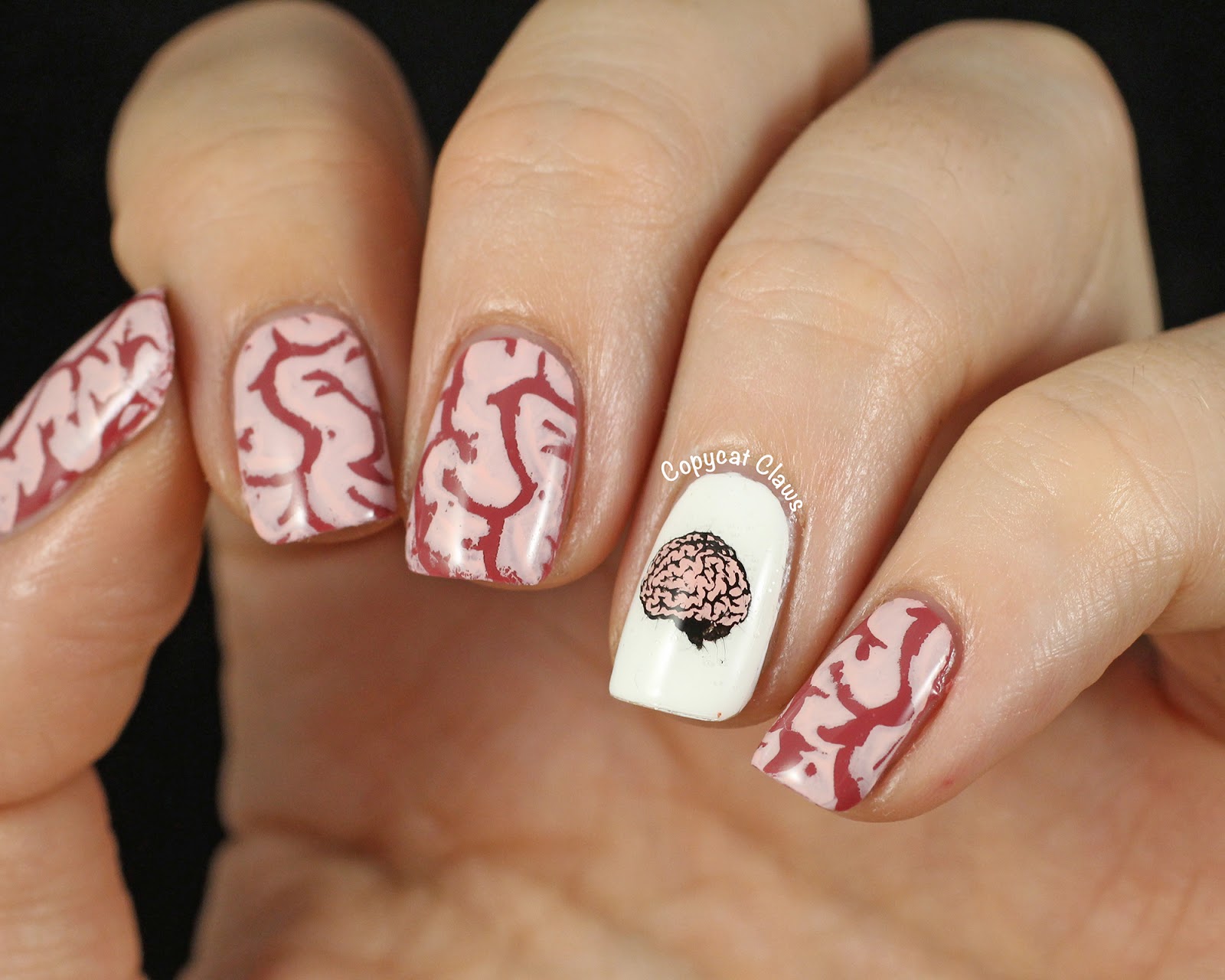 Copycat Claws: Vivid Lacquer Brain Nail Stamping