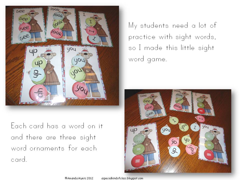 A special kind of class: Christmas Sight Word Practice