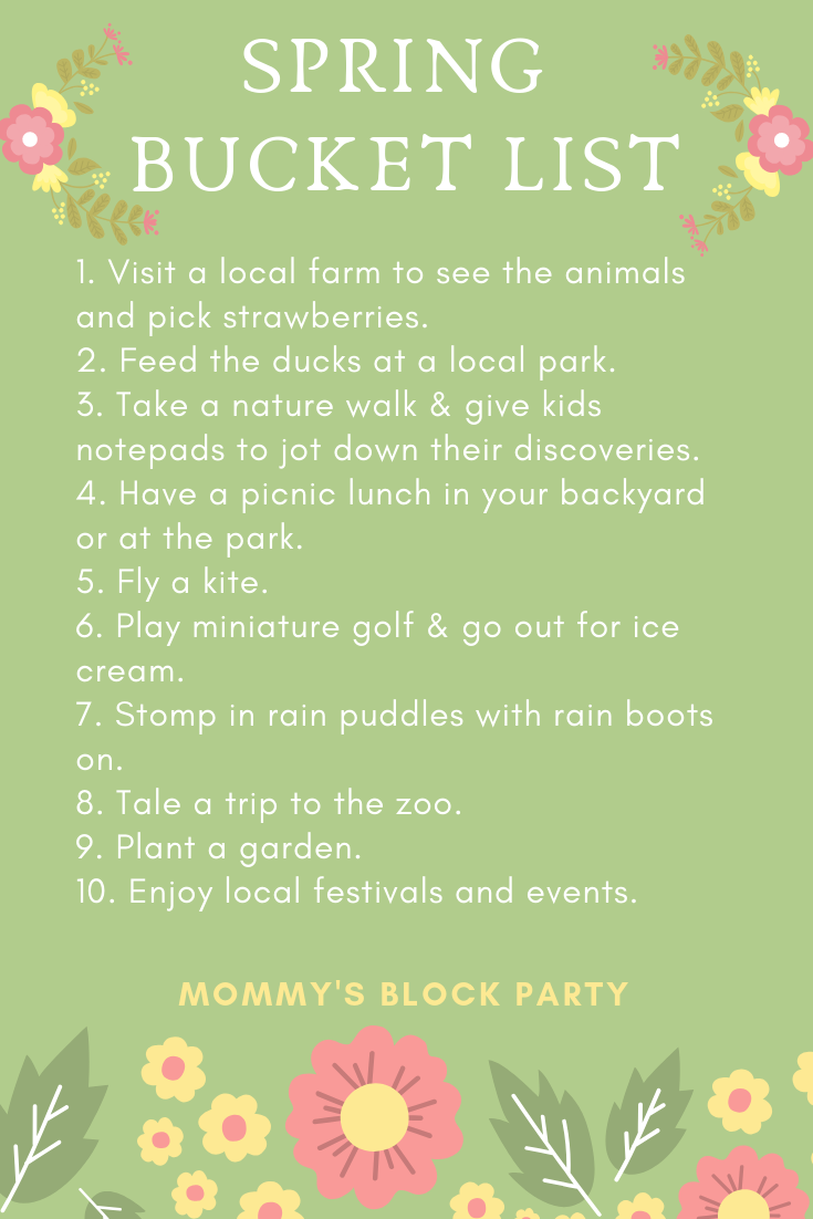 Spring Family Bucket List Ideas + Free Printable - Mommy's Block Party