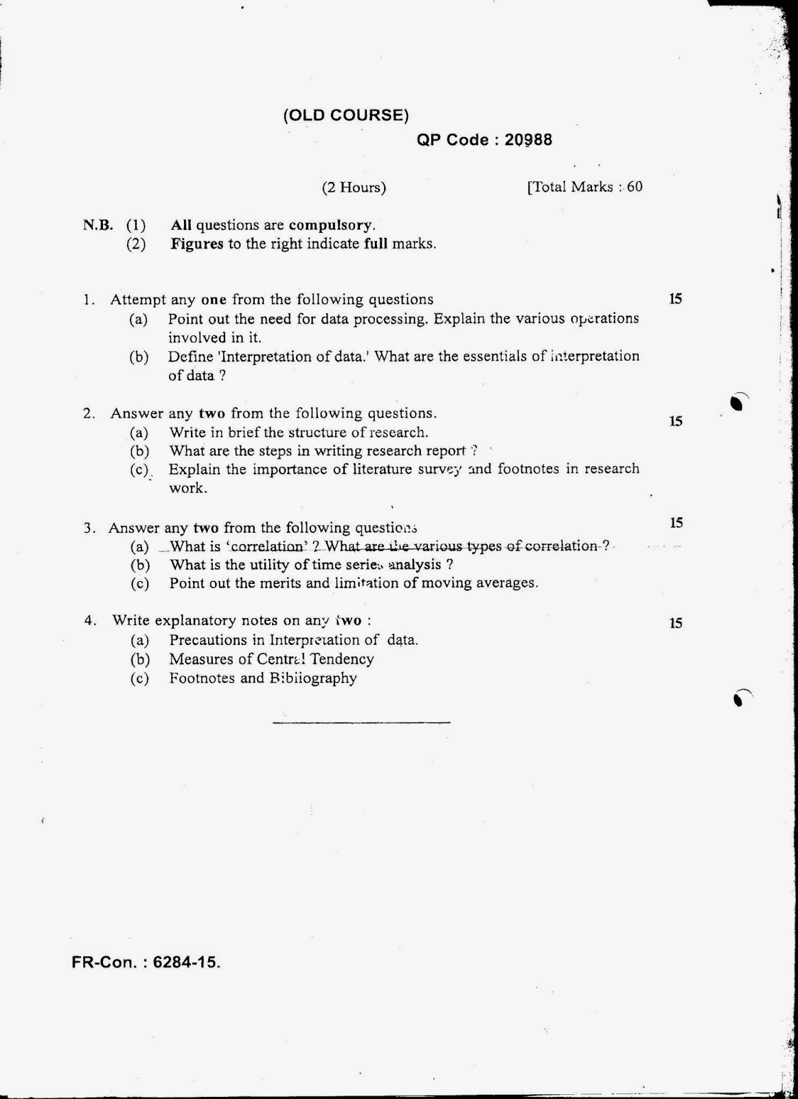 Question Papers Collection: M.com Sem IV 2014-15