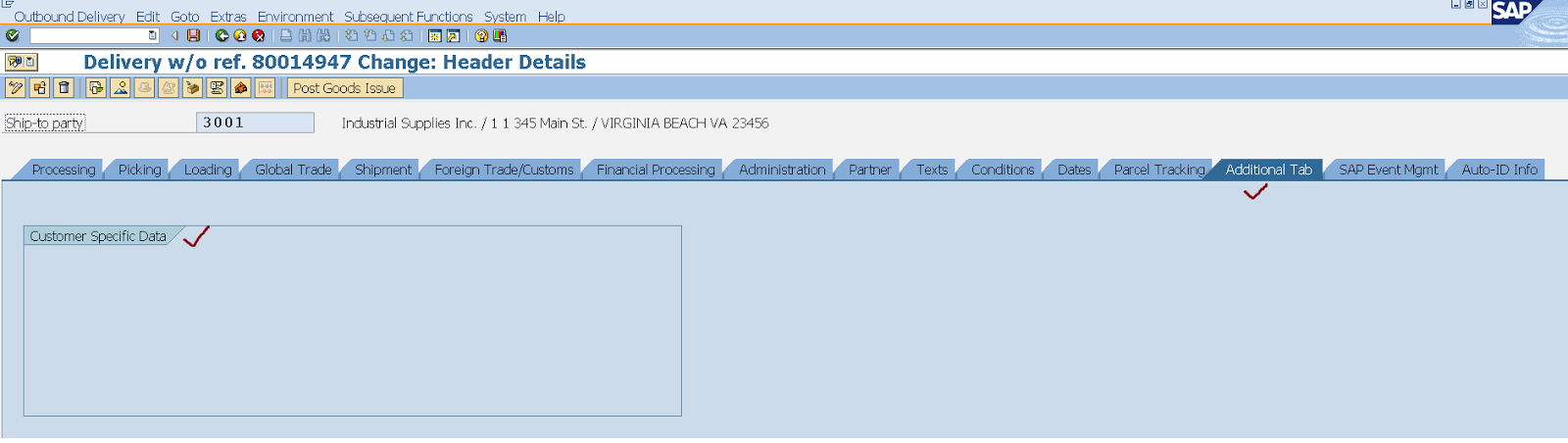 TECHSAP : Screen Enhancement For Delivery Header VL01N/VL02N/VL03N