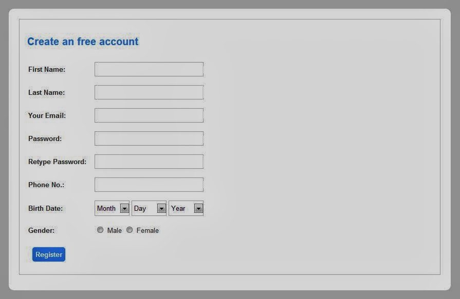 Crazy Web App Developer: JQUERY SIMPLE VALIDATION IN REGISTRATION FORM