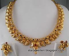 Star Jewellery Designs: Indian gold Traditional Mango haram set with ...