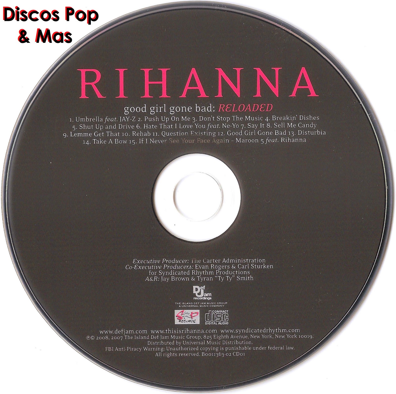 Discos Pop And Mas Rihanna Good Girl Gone Bad Reloaded Artwork