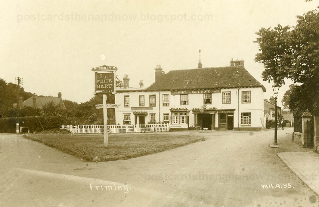 Postcards Then and Now: Frimley, Surrey, The White Hart c1912