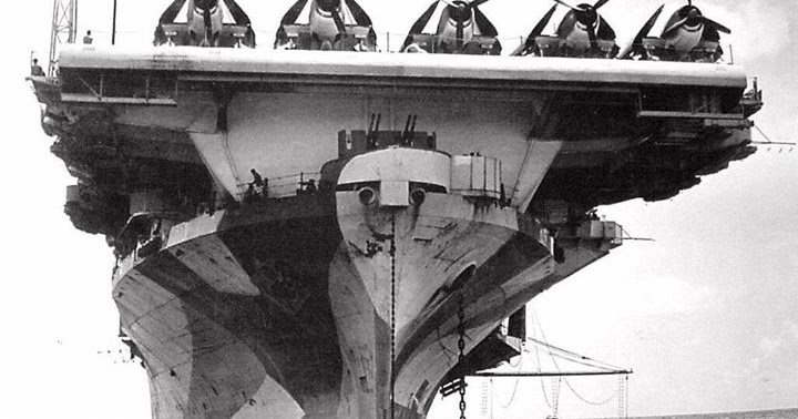 daily timewaster: Bow on view of USS Hornet (Essex-class) at anchor in Berth X-12, Majuro Lagoon ...