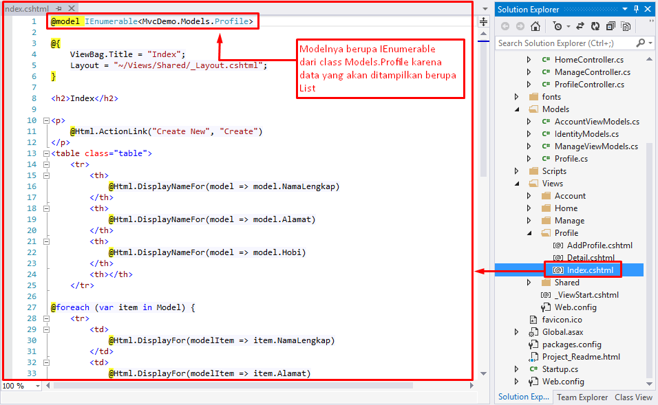 Kode Dot Net: ASP.NET MVC 5 - [Part 06] Menampilkan Data Collection