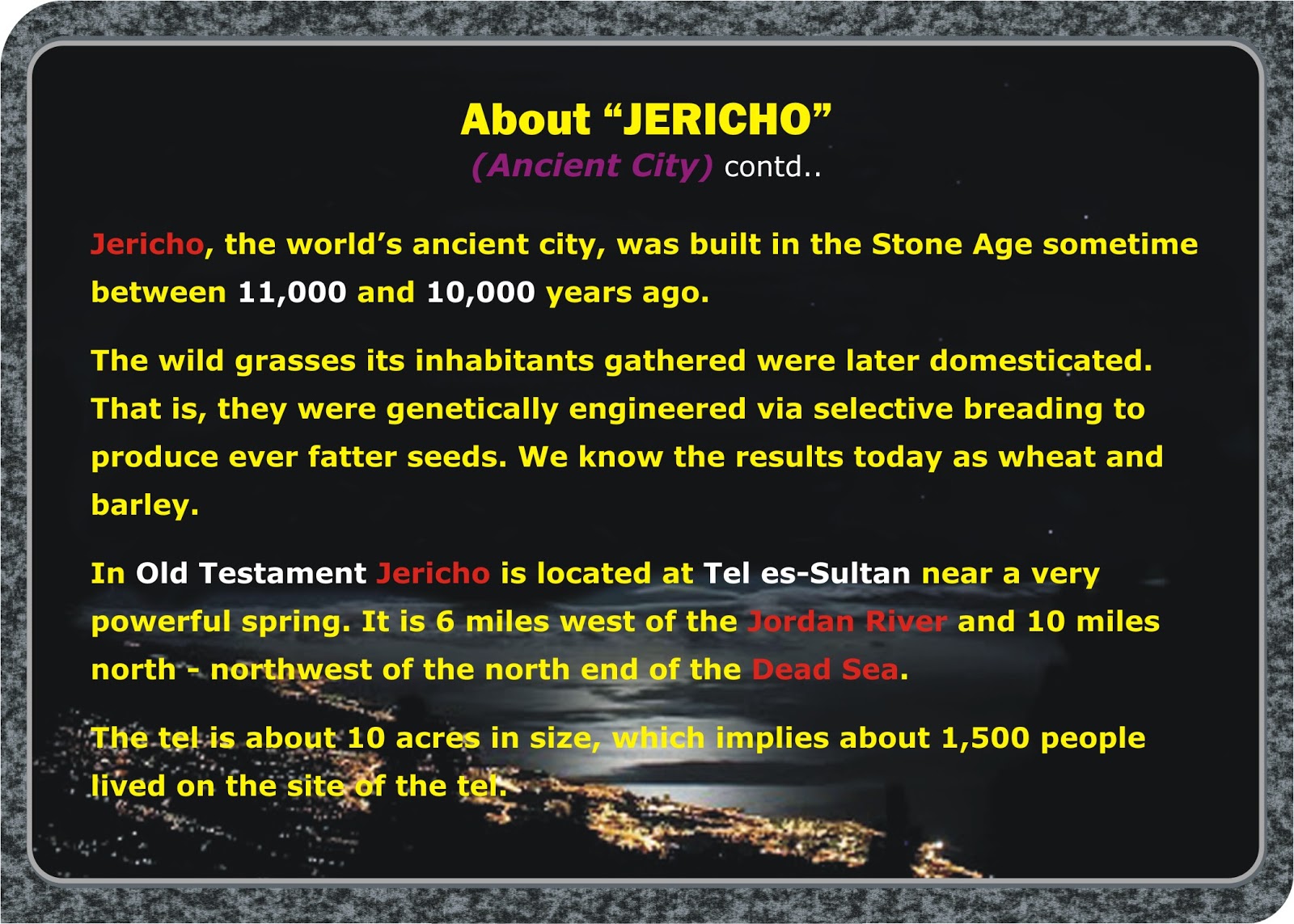 HOLY LAND TOUR - 2012: Day 2 (C) - 18th - Mt NEBO to JERICHO (the ...