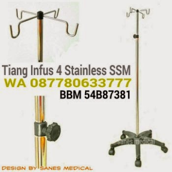 Sanes Medical: Tiang Infus 4 Stainless SSM ( 5 roda)