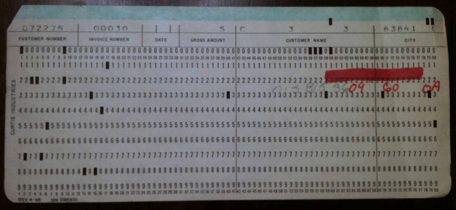 Curtis Industries: Curtis Industries Old IBM Punch Card