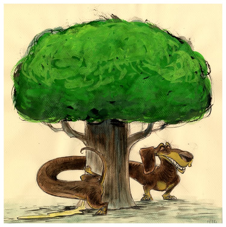 Erik Petri Illustration: a dog and a tree
