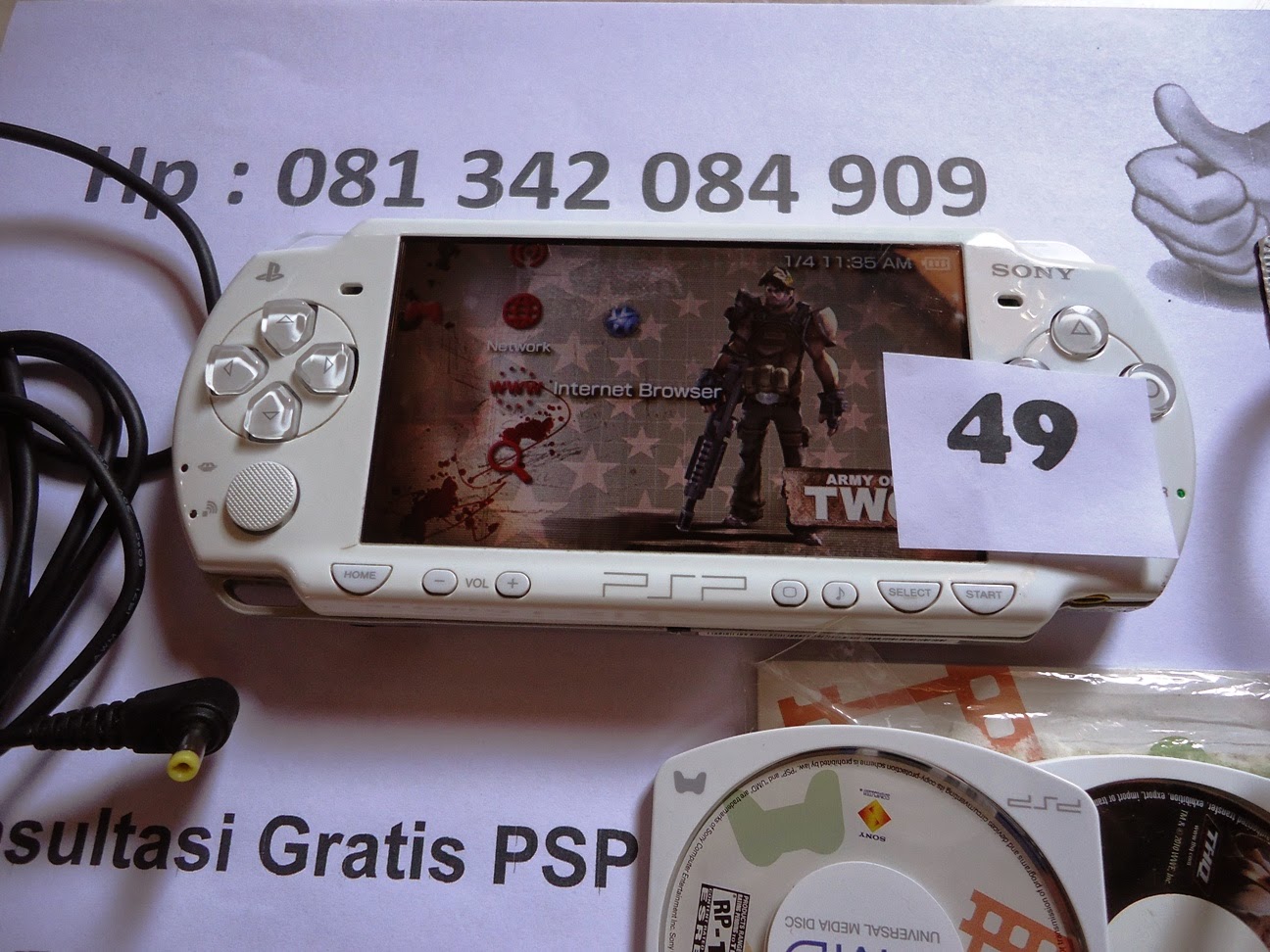 #49 PSP 2001 White Army Of Two + UMD + 8 Gb Full Game - Obral PSP Second