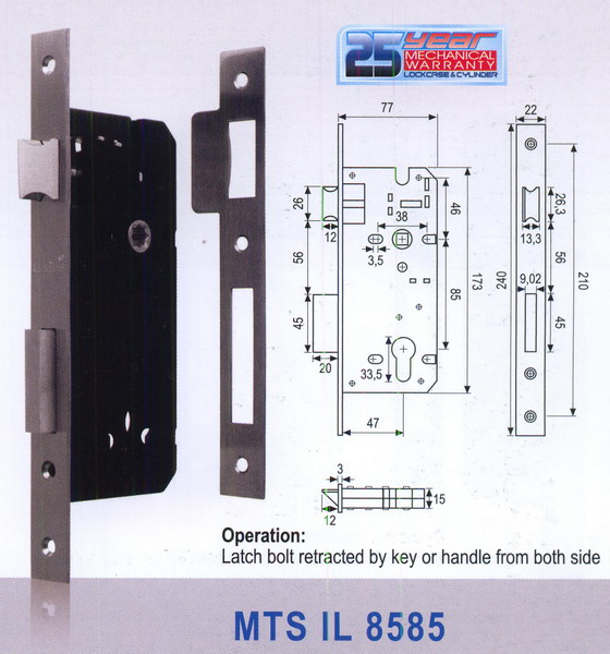 Multi Corp: Lockcase / Mortise Lock / Body Kunci Dekkson 8585