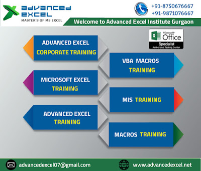Advanced Excel, VBA Macros, MIS Training in Gurgaon, Delhi NCR: 2018