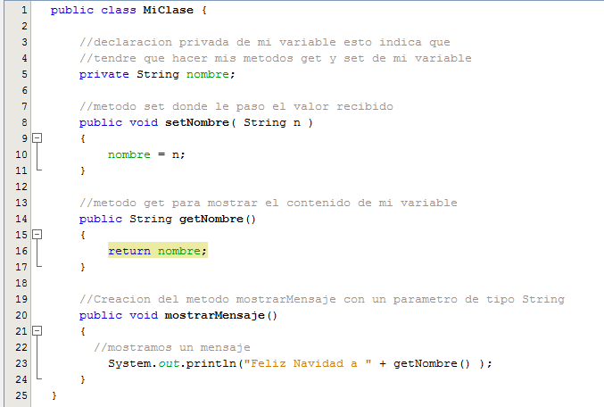 Ejemplos Basicos de Lenguajes de Programacion: 2.3 Métodos get y set con variables privadas.