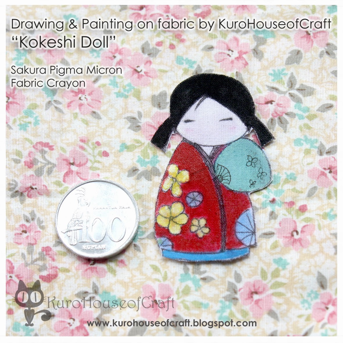 KuroHouse of Craft: Drawing on Fabric "Kokeshi Doll"