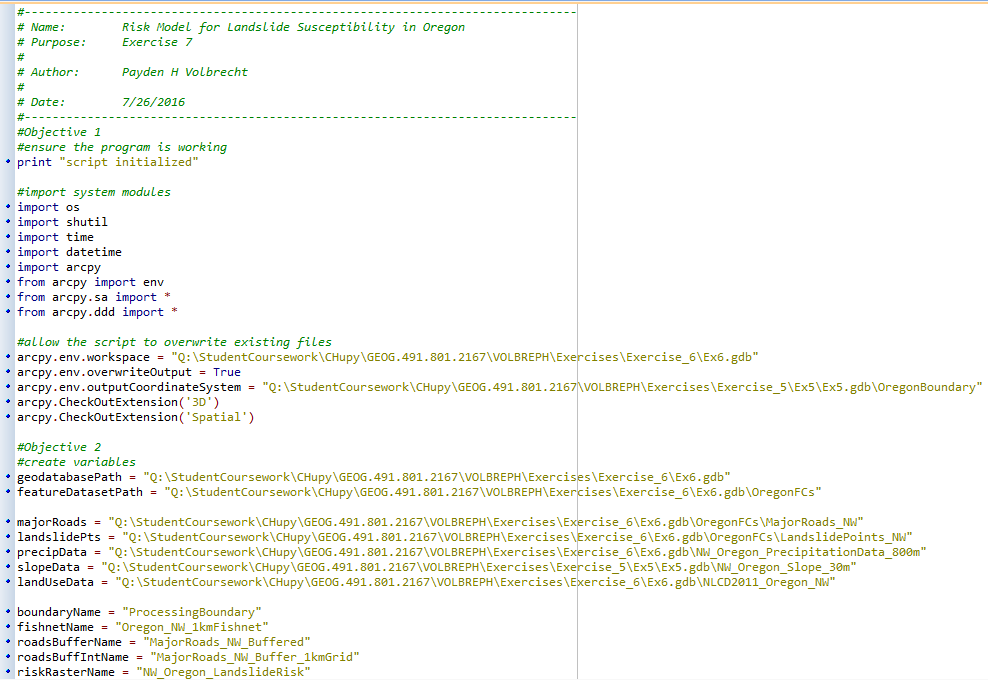 Geography 491: Python Scripting