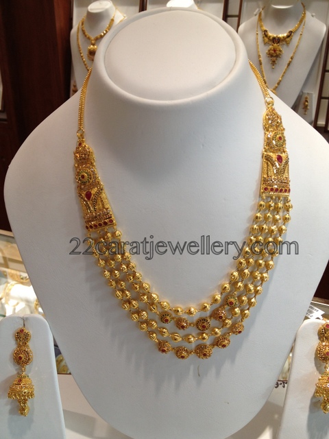 Gold Enamel Strings Necklace - Jewellery Designs